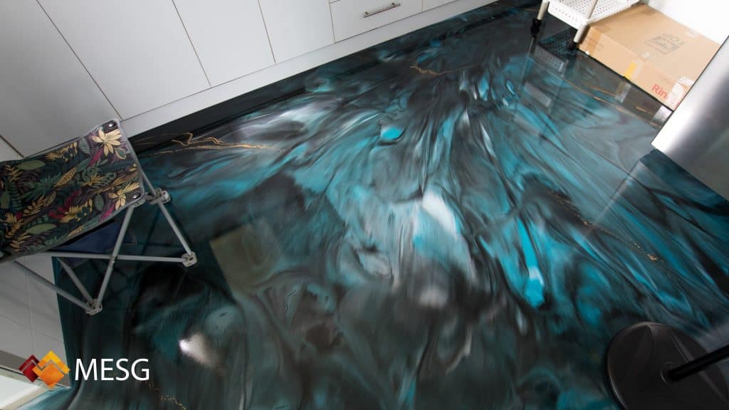 Turquoise Galaxy Swirl Flooring